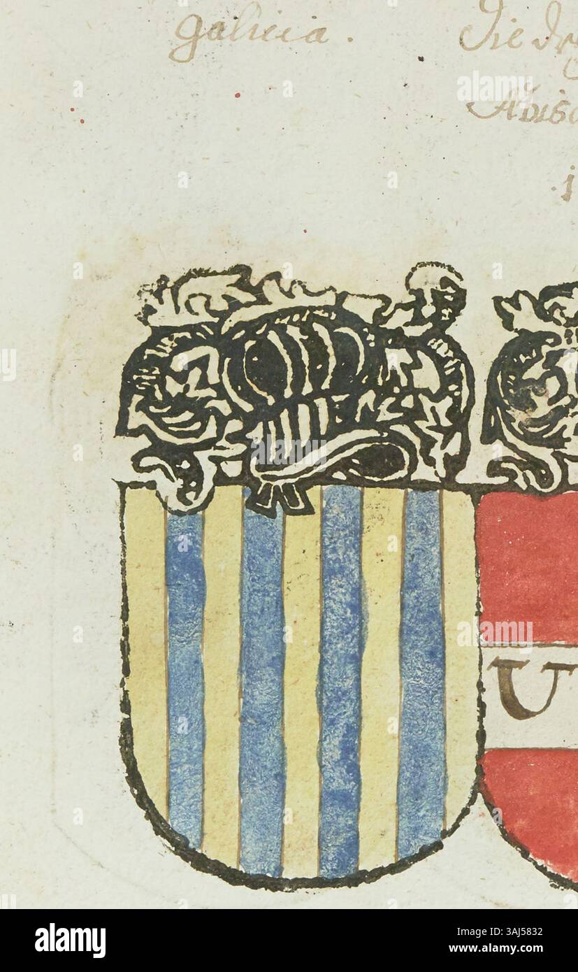 This 16th-century German armorial displays the coat of arms of Galicia ...