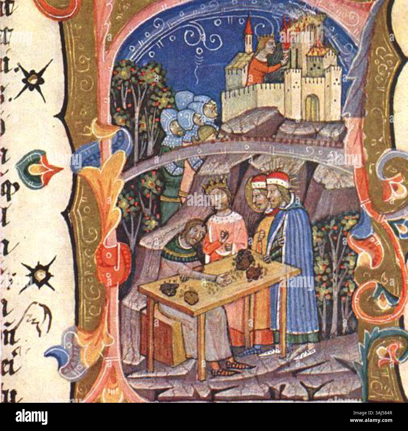 Illumination from the 'Képes Krónika,' circa 1360, depicting the ...