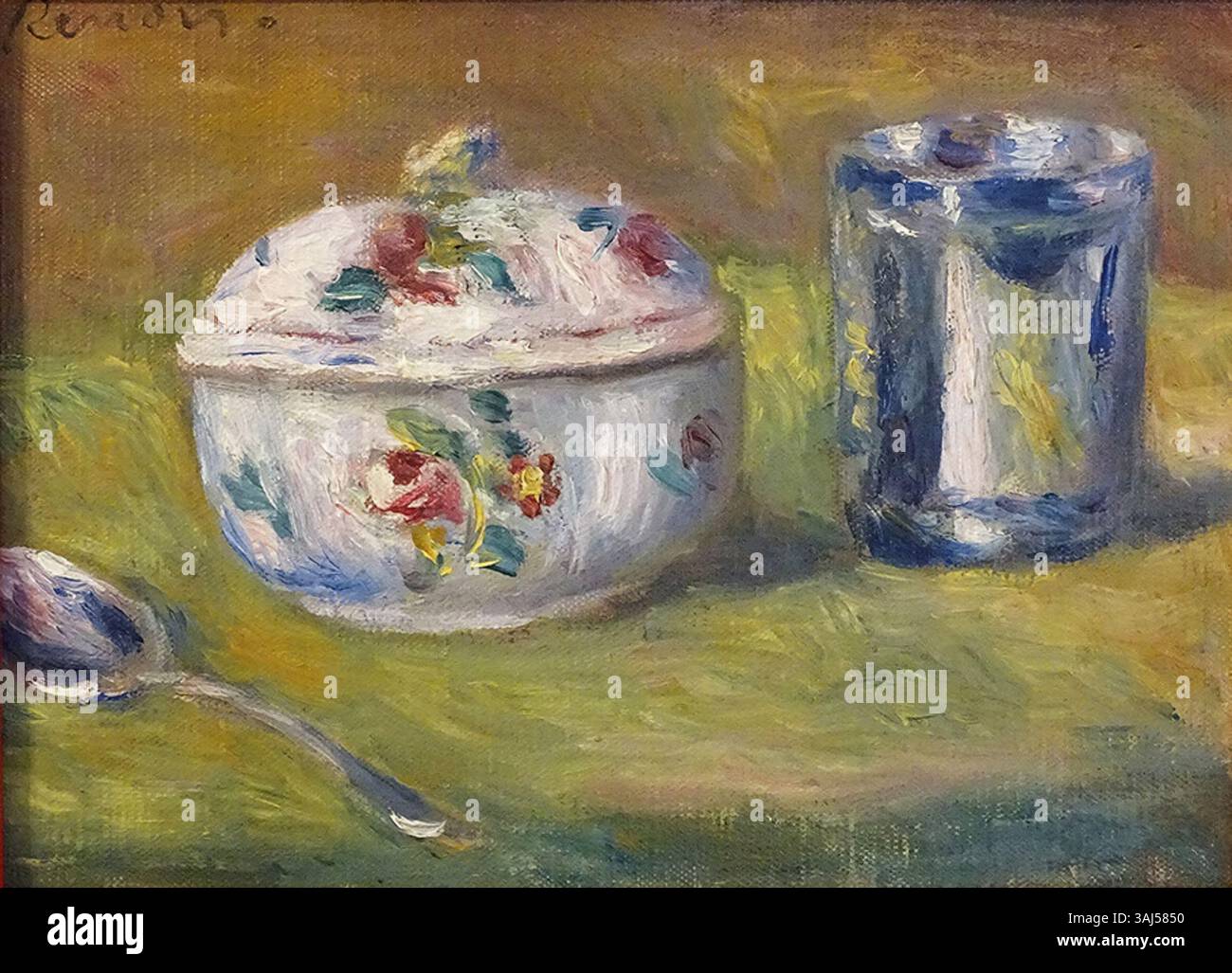 Pierre-Auguste Renoir’s 1910 painting features a sugar bowl and cup ...