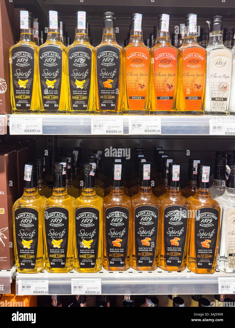 Grand Bay, Mauritius - January 29, 2025: Assortment Saint Aubin: Banane ...