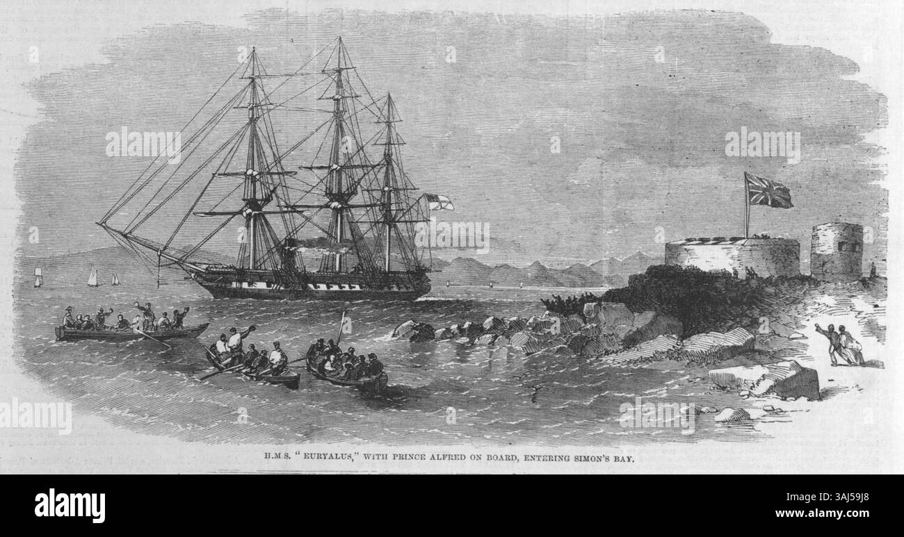 An 1860 illustration from The Illustrated London News depicting HMS Euryalus entering Simon’s ...