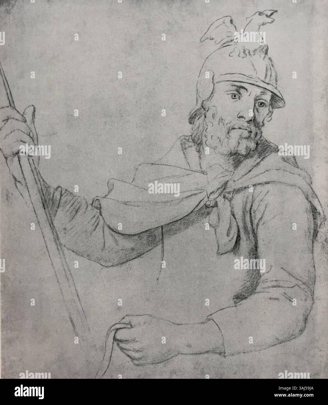 This pencil study by Anton Losenko, dated 1773, features a warrior in a ...