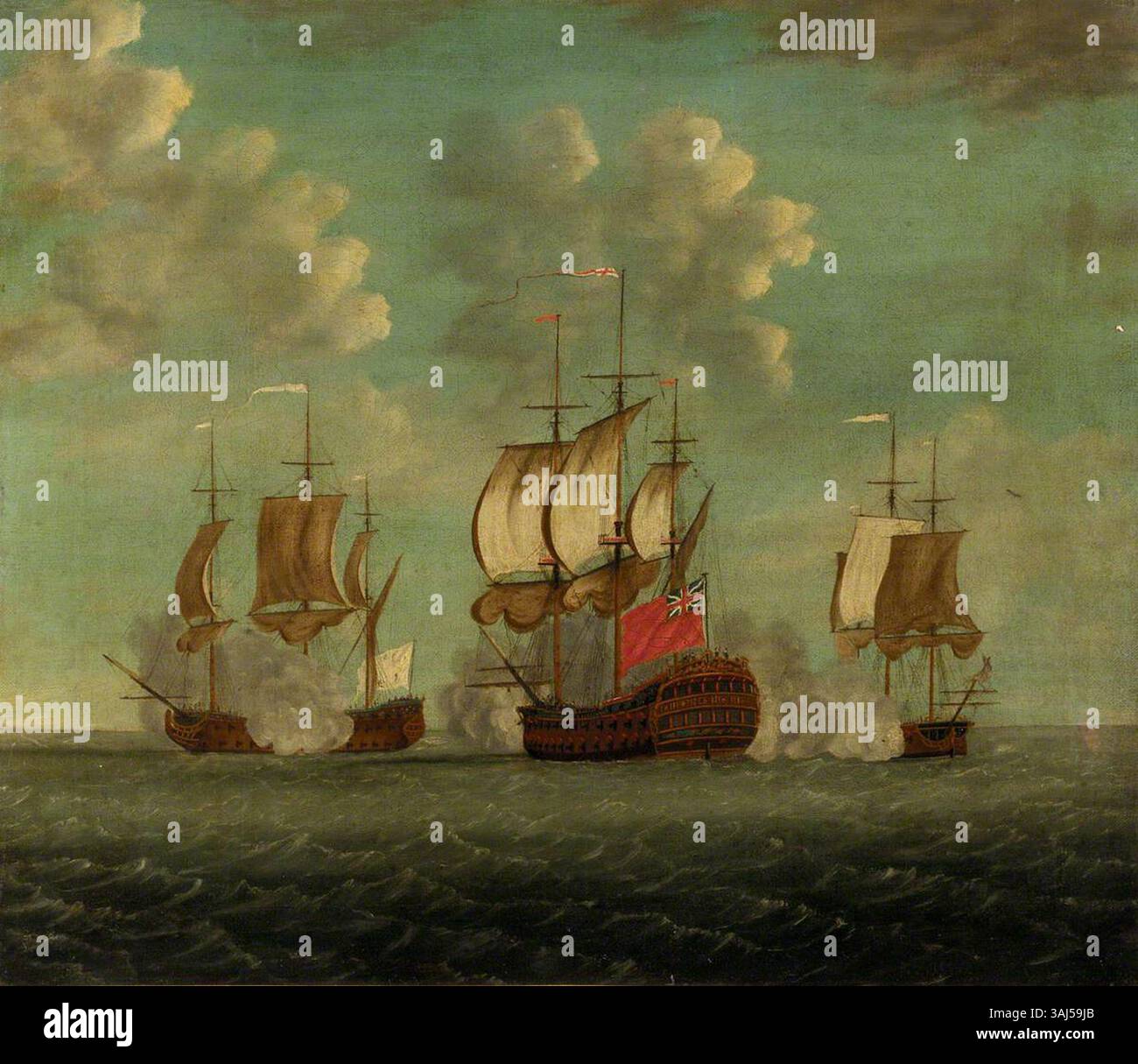 This late 18th-century painting depicts the British ship HMS Centaur ...