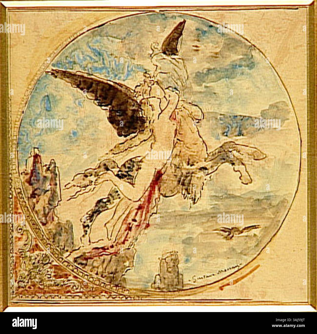 Gustave Moreau’s 'La Chimère' (The Chimera) is a watercolor depiction ...