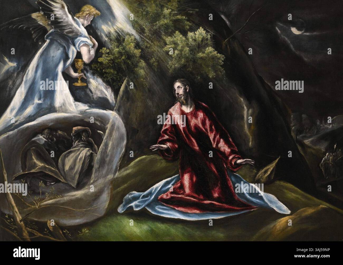 El Greco's Agony in the Garden (1610), depicts the biblical scene of ...