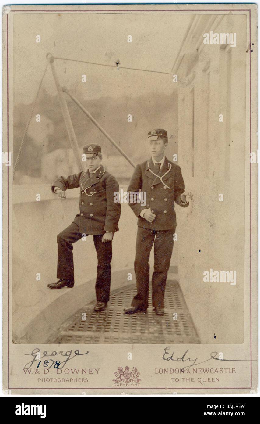 Cabinet photograph of George V and his elder brother Albert Victor as ...