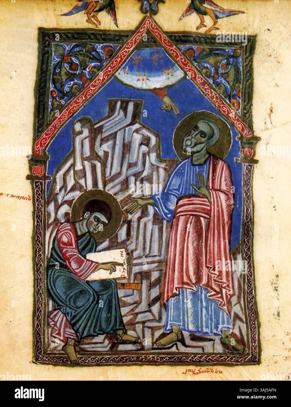 A page from the 1232 Targmanchats Gospels, featuring St. John the ...