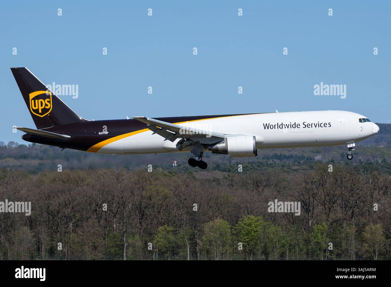 UPS Boeing 767-300F with registration N397UP on short final for Cologne ...