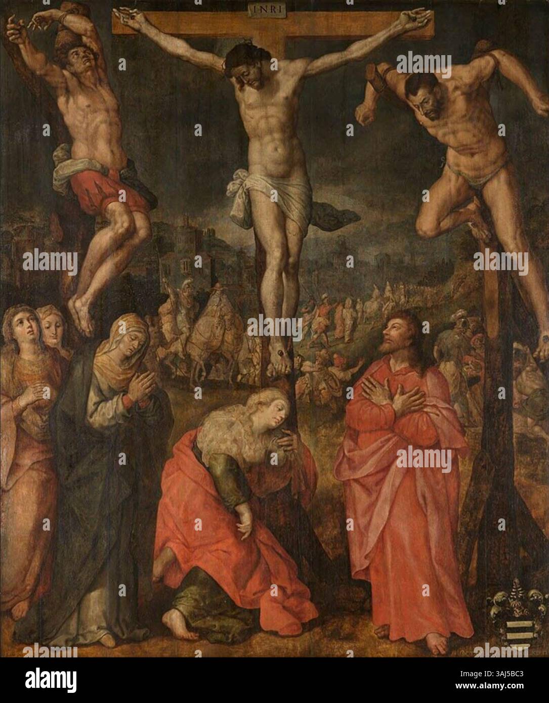Jan Snellinck's 'Calvary', painted in 1597, depicts the crucifixion of ...