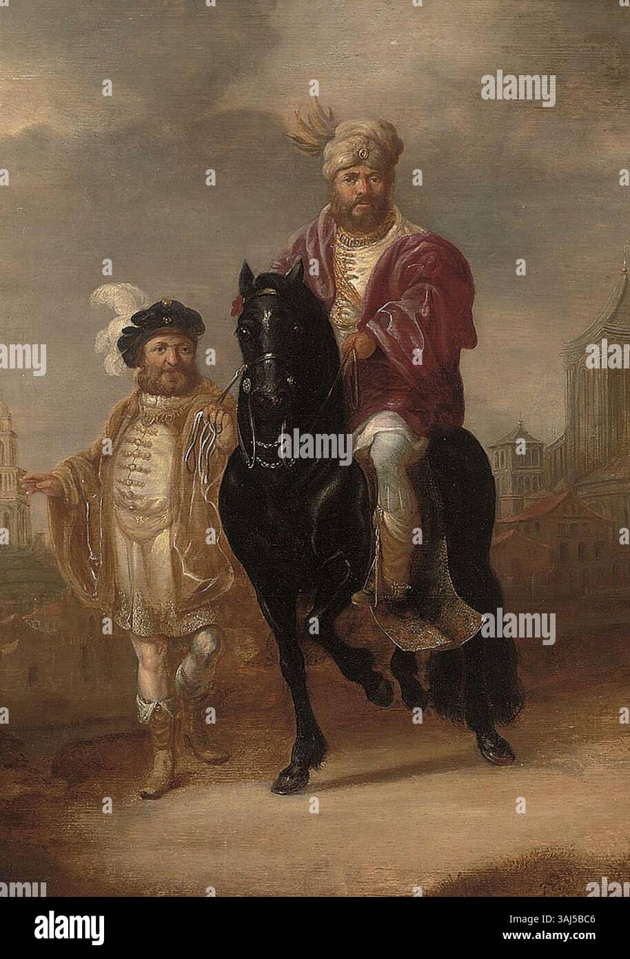 Attributed to Abraham van den Hecken, 'The Triumph of Mordecai' depicts ...