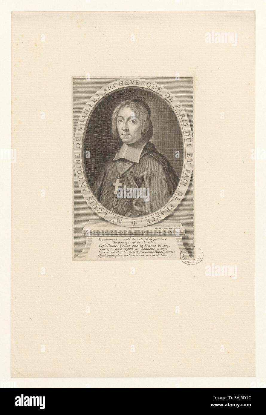 Print from 1945 of Louis Antoine de Noailles, Archbishop of Paris, Duke ...
