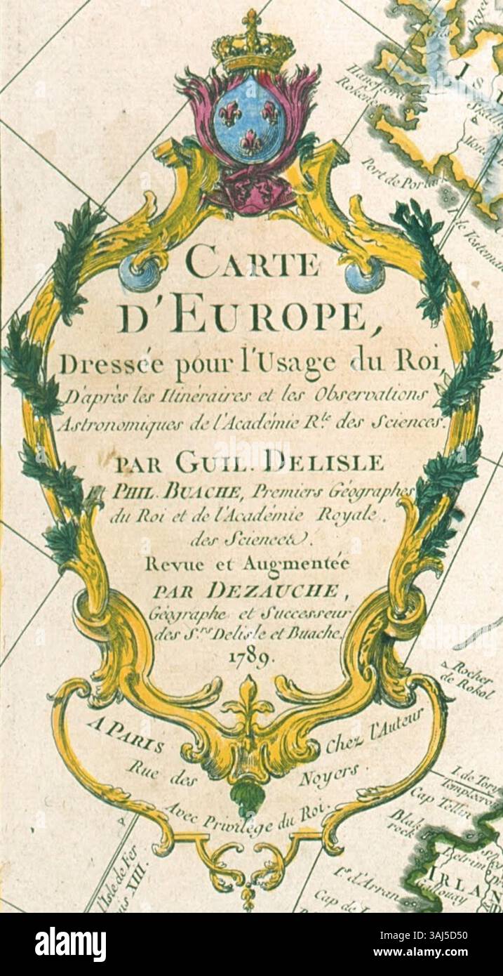 Jean-Claude Dezauche, Cartouche on a Map of Europe, 1789. The cartouche ...