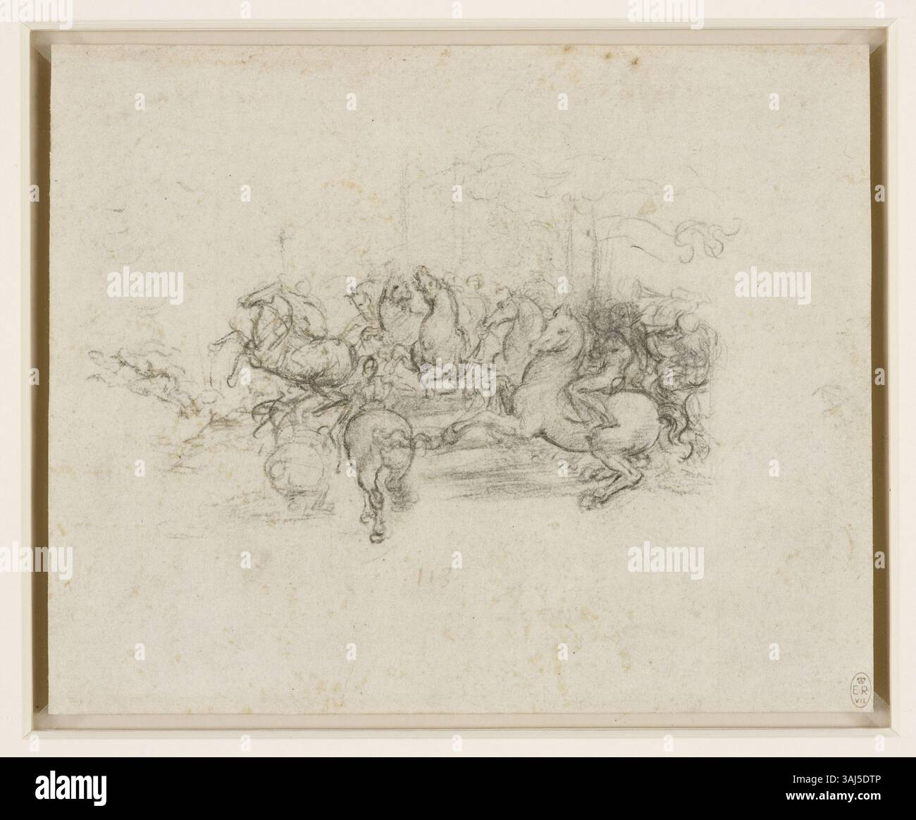 *A Cavalcade* by Leonardo da Vinci, created around 1503-1504, depicts a ...