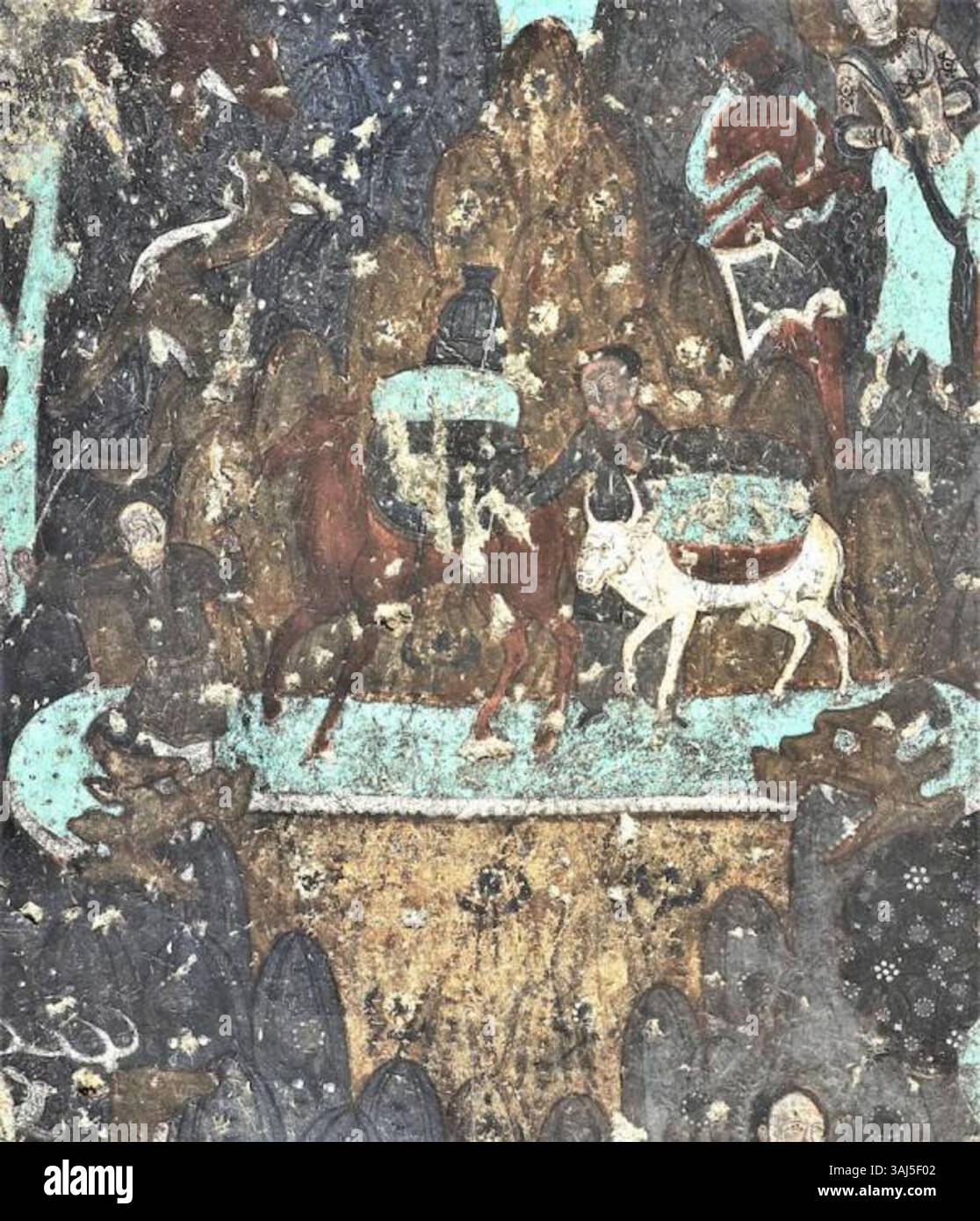 This 7th-century fresco from Kizil Cave 114 shows Dragon-King Mabi ...
