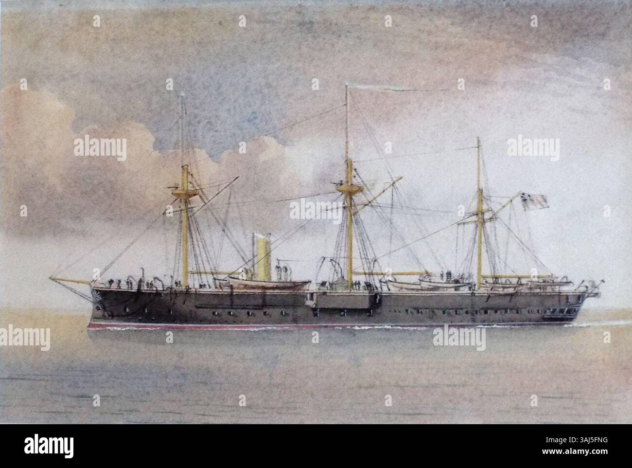 William Mackenzie Thomson's watercolor depicts an Audacious class ...