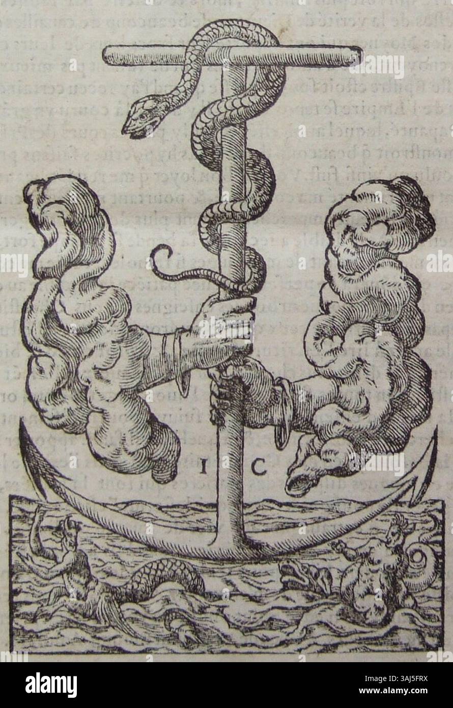 A printer's mark from a 1560 edition, created by Jean Crespin. This ...