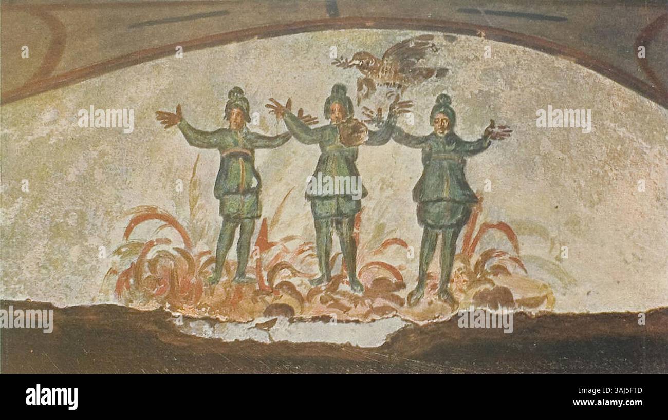 This 3rd-century fresco from the Priscilla Catacombs in Rome depicts ...