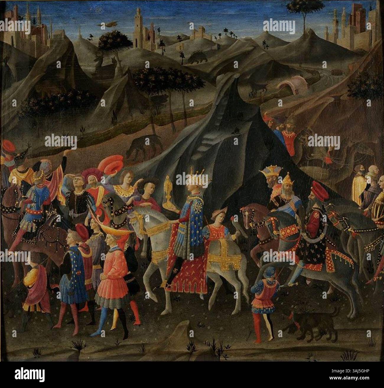 An artwork by Zanobi Strozzi, *Le voyage du roi Mage Balthazar vers la ...