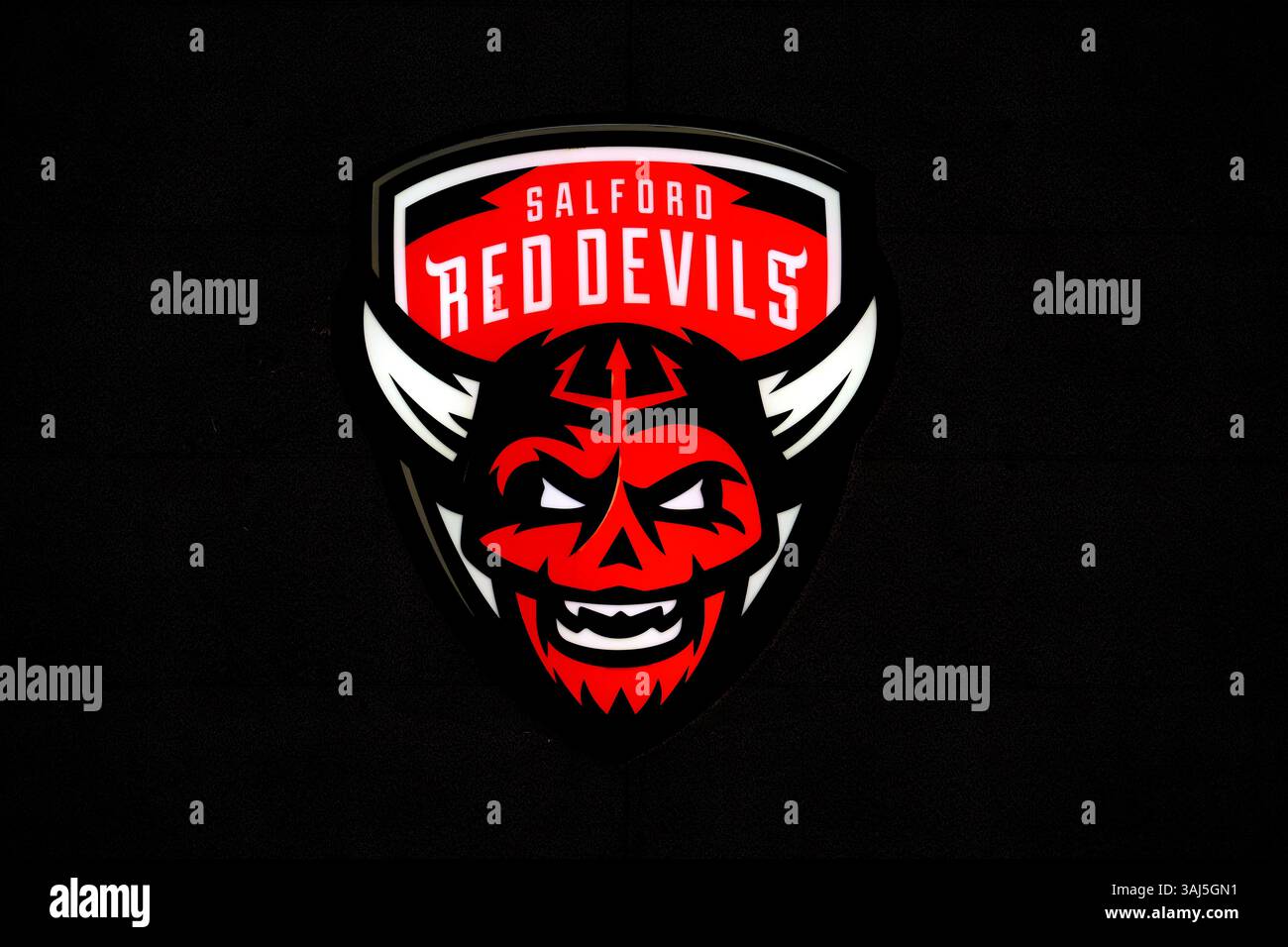 Salford Red Devils logo on the stadium ahead of the Betfred Super ...