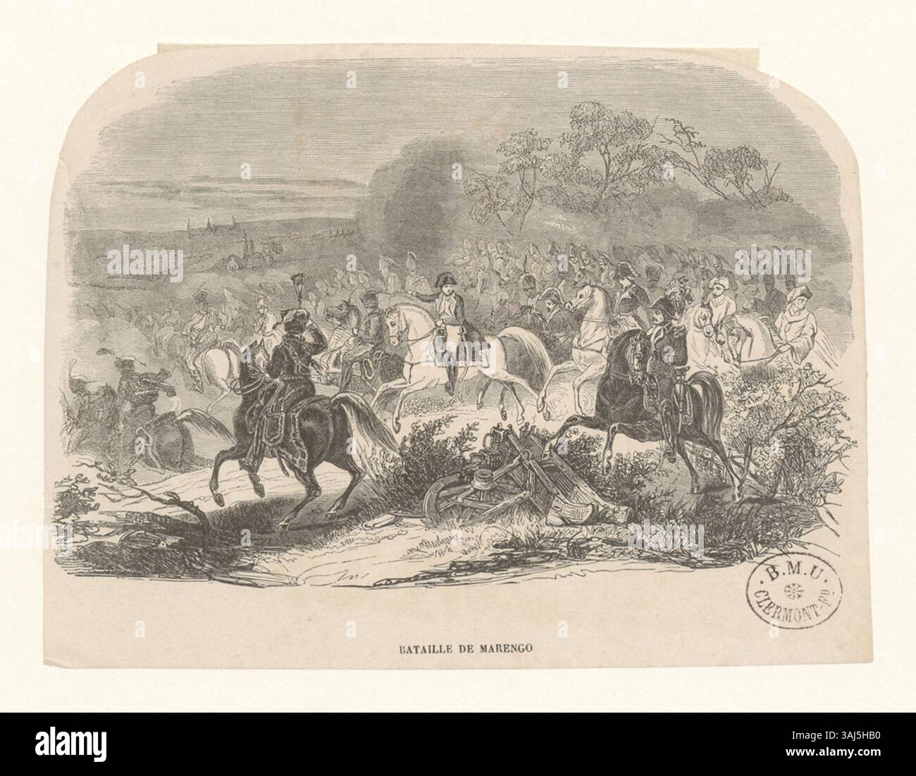 Intaglio print from the Boyer collection showing the Battle of Marengo ...