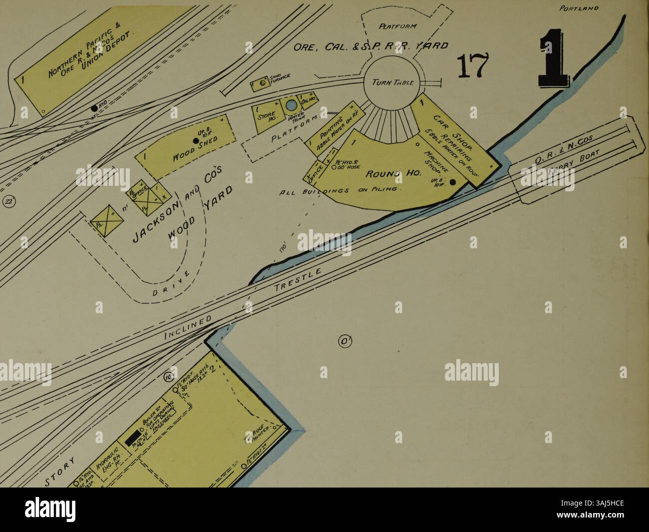 This 1889 Sanborn Fire Insurance map from Portland, Oregon, illustrates ...