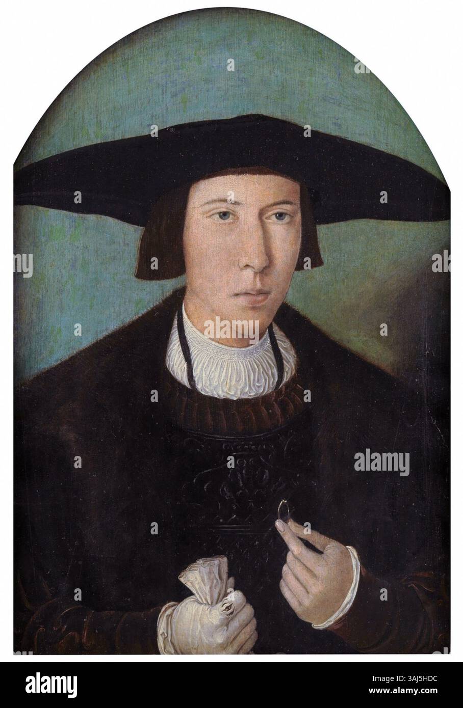 This circa 1520 portrait by Jan Mostaert depicts a young gentleman in a ...