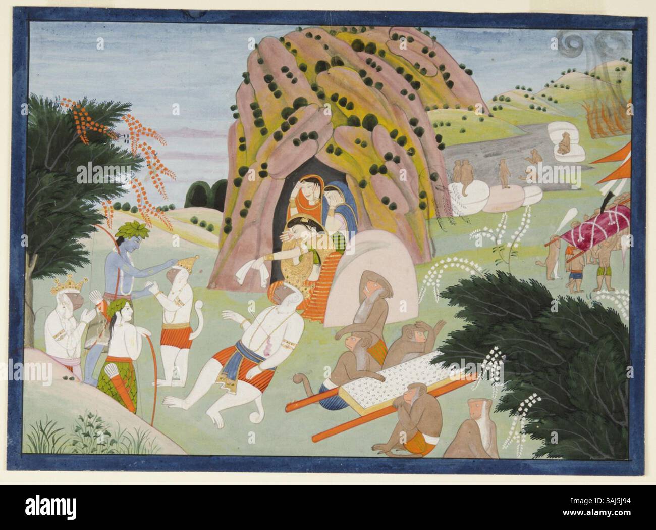 The painting, ‘Death of Valin, King of the Monkeys’, depicts a dramatic ...