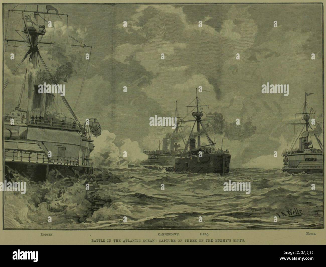 Josiah Robert Wells’ 1889 illustration depicts a battle in the Atlantic ...