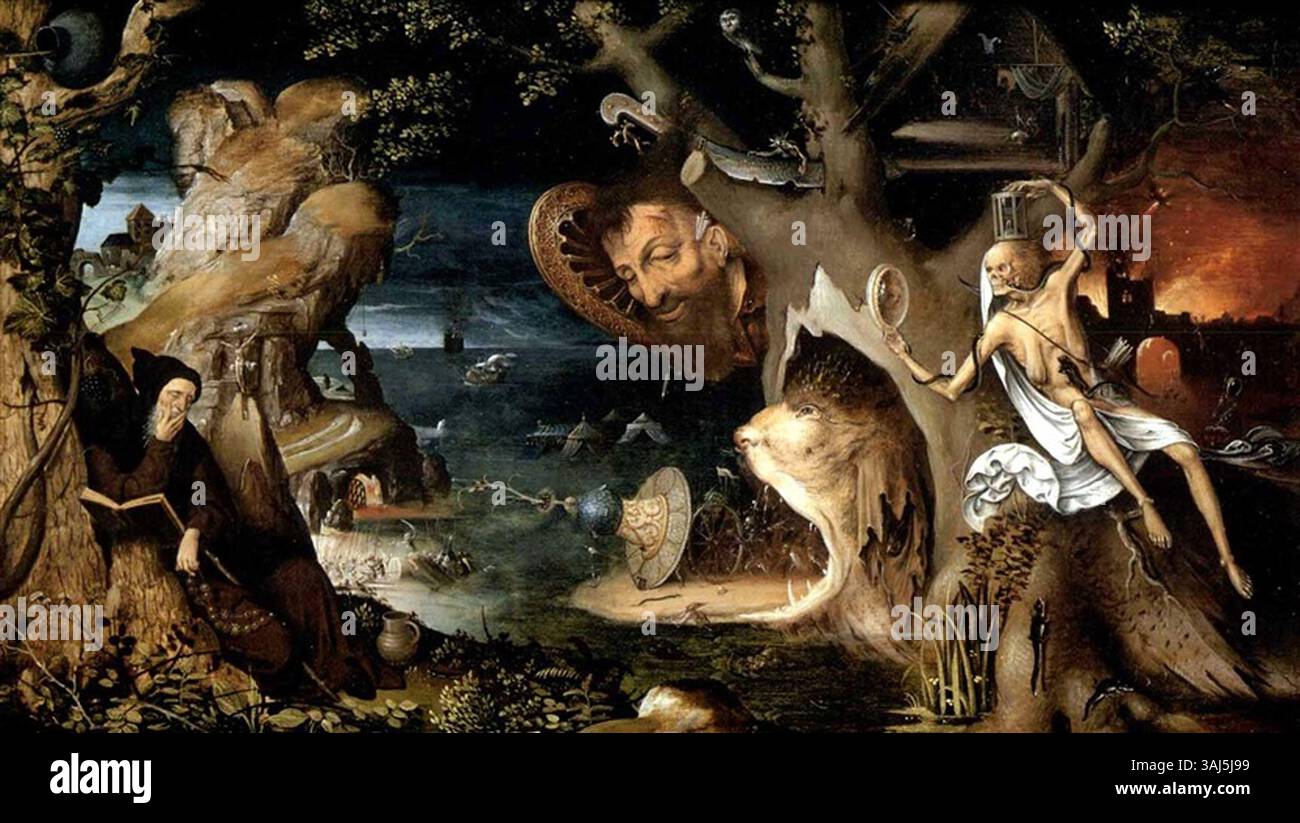 Jan Mandijn’s painting from 1540-1550 depicts the biblical scene of the Temptation of Saint ...