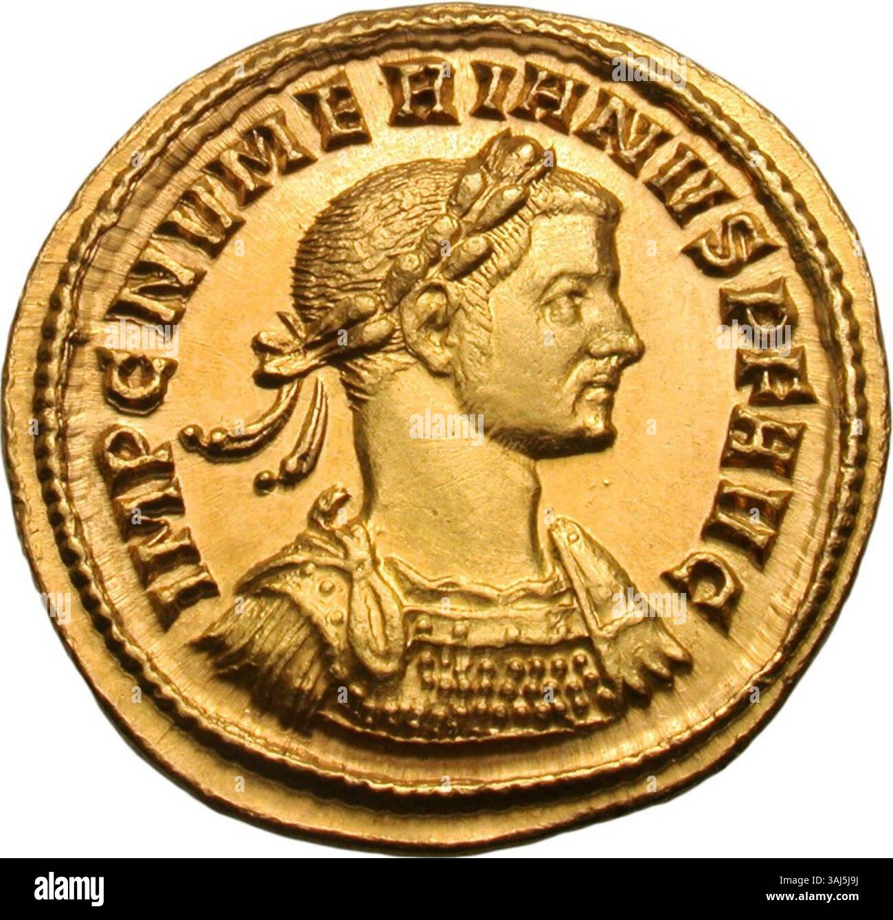 This aureus coin of Numerian (283-284 AD) depicts the emperor in a bust ...