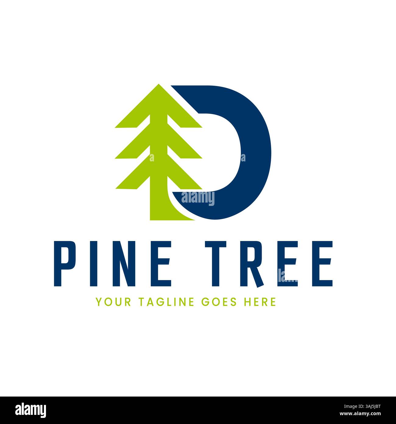Minimalist Pine Tree Logo with Letter D Simple Vector Design for Nature ...