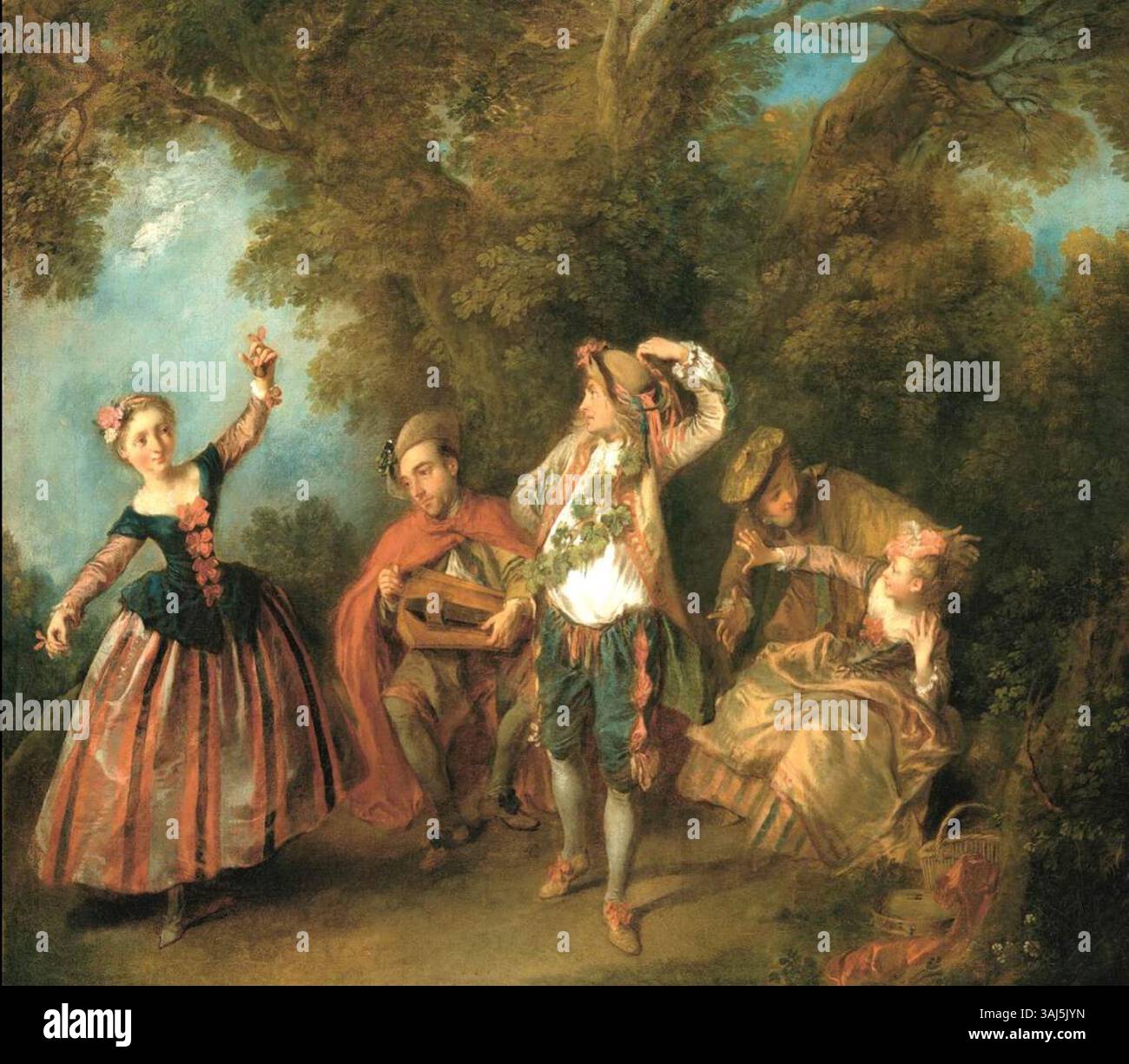 Nicolas Lancret's 'Le Menuet' (1732) is a Rococo painting depicting a ...