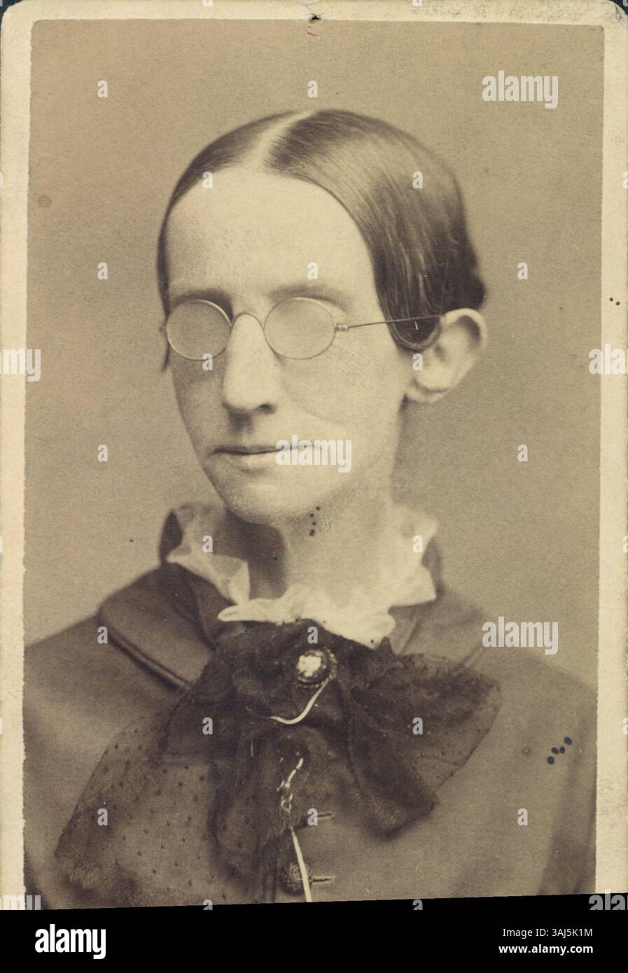 This portrait of Laura Bridgman, taken before 1889, depicts the ...