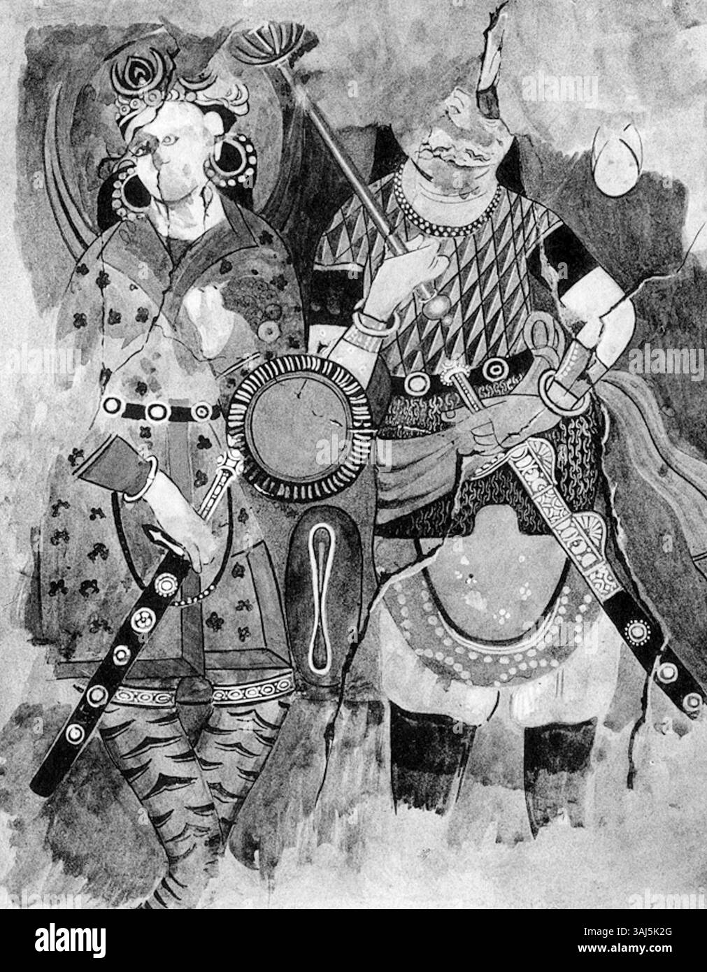 A 7th-century artwork depicting the Solar and Lunar Gods from ...