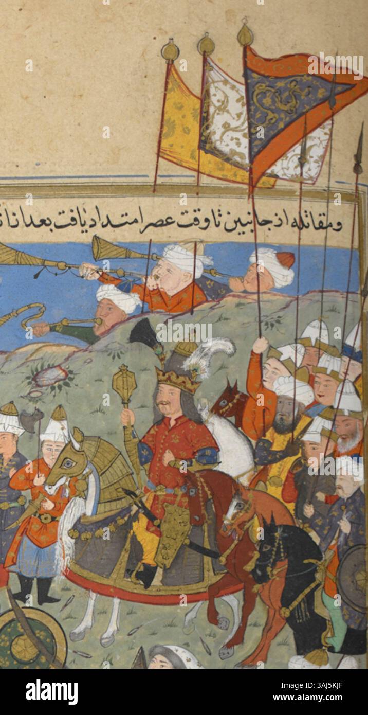This artwork portrays Abu Bakr of Tabriz, son of Miranshah, leading his ...
