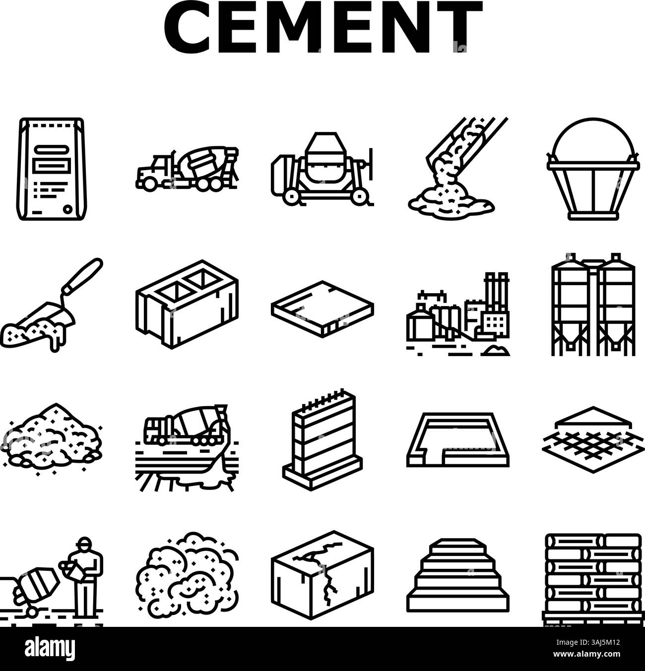 cement concrete construction icons set vector Stock Vector Image & Art ...