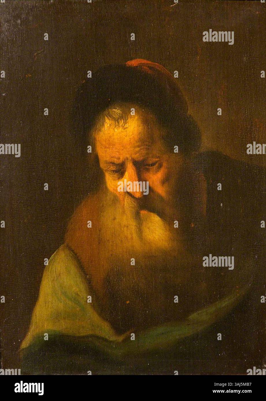 A painting attributed to the style of Rembrandt van Rijn, titled 'Head ...