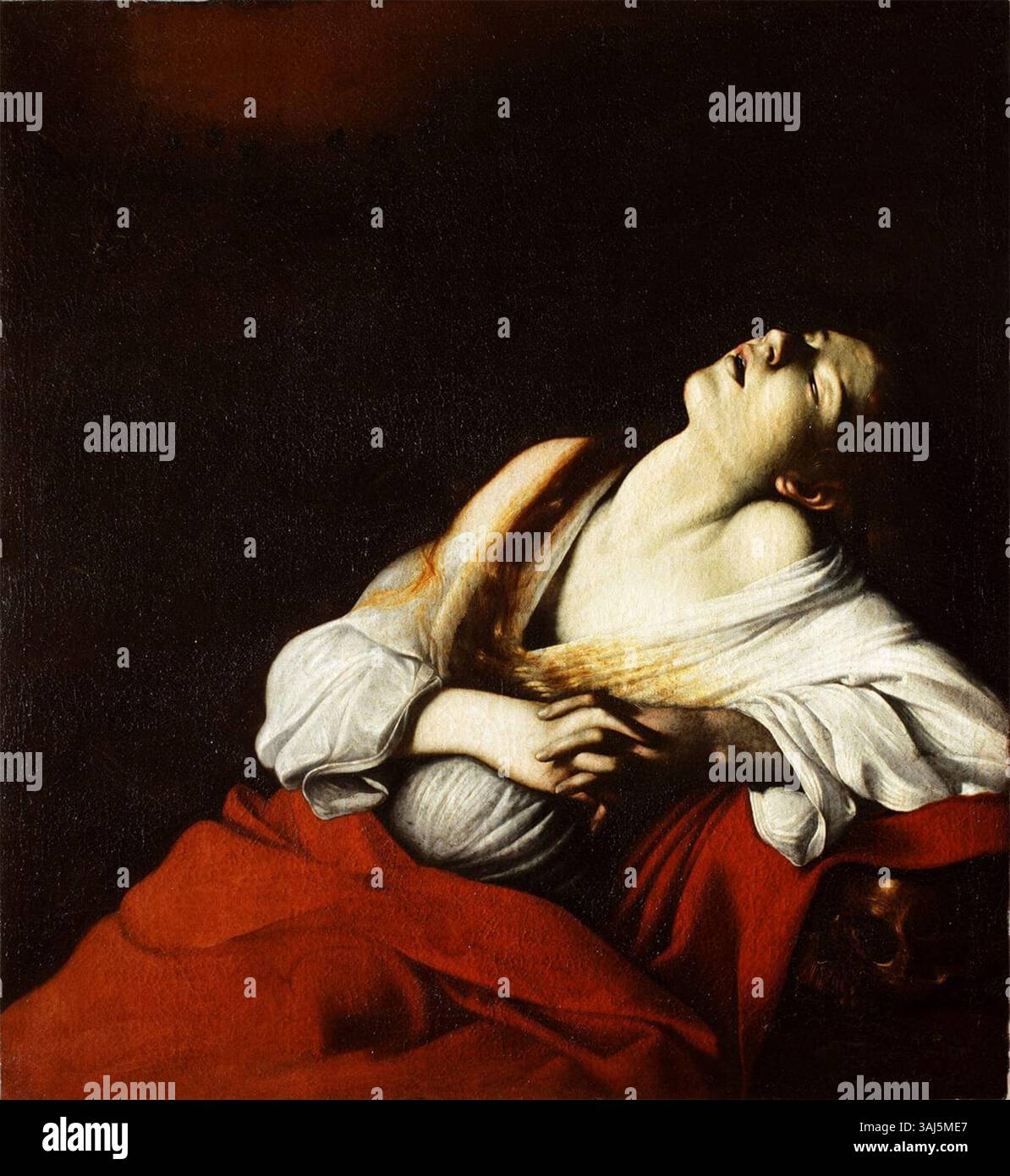 The painting 'Mary Magdalene in Ecstasy' by Caravaggio, created in 1606 ...