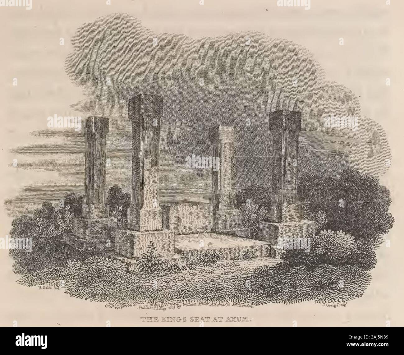 This drawing by John Greig, created in 1809, depicts the seat at Axum ...
