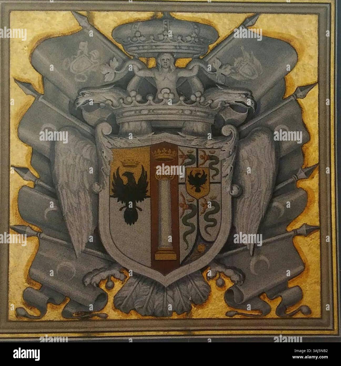 This 19th-century coat of arms represents the Colonna, Doria Visconti ...