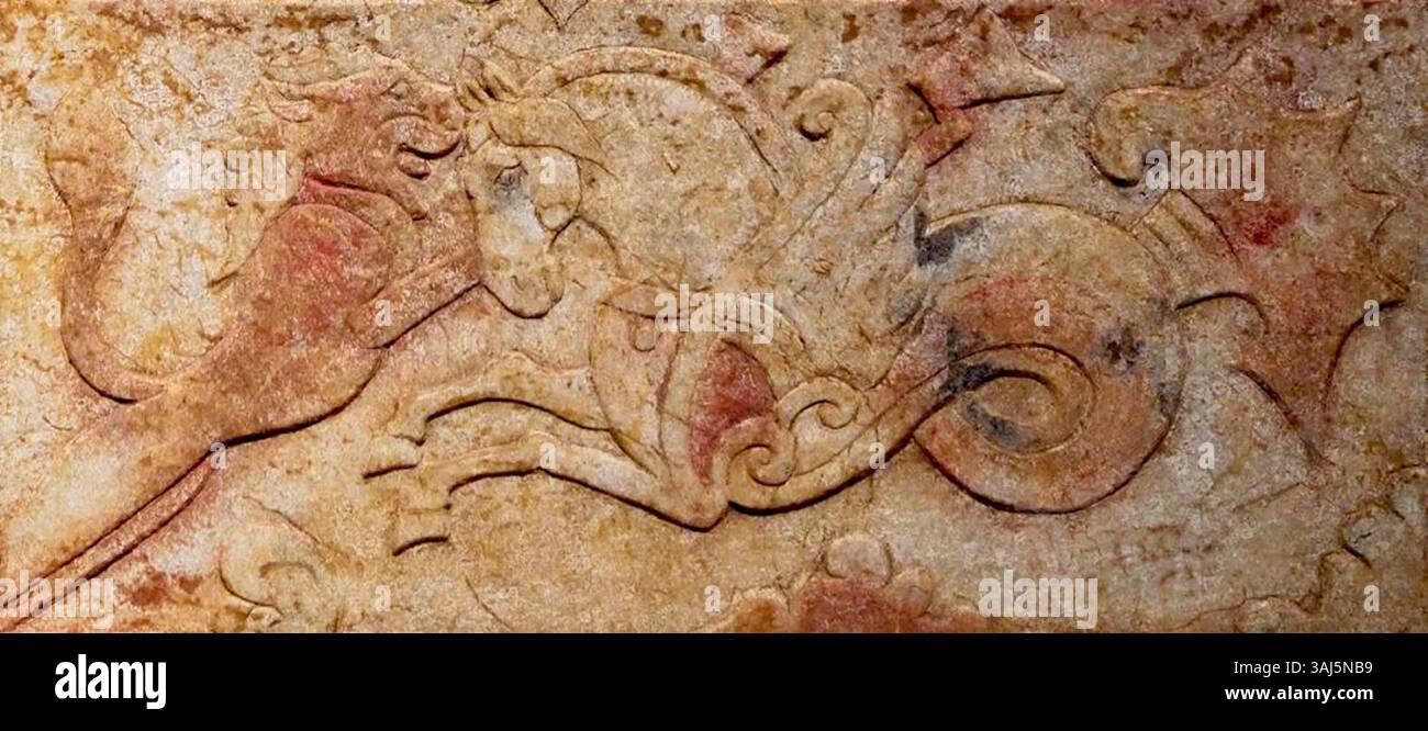 This piece from the Northern Zhou tomb (592 CE) features Turkic animal ...