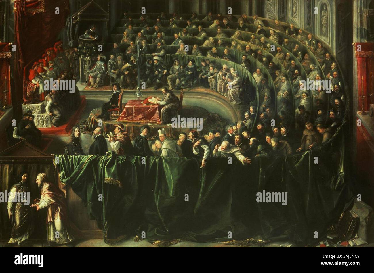 This painting depicts the trial of Galileo Galilei before the ...