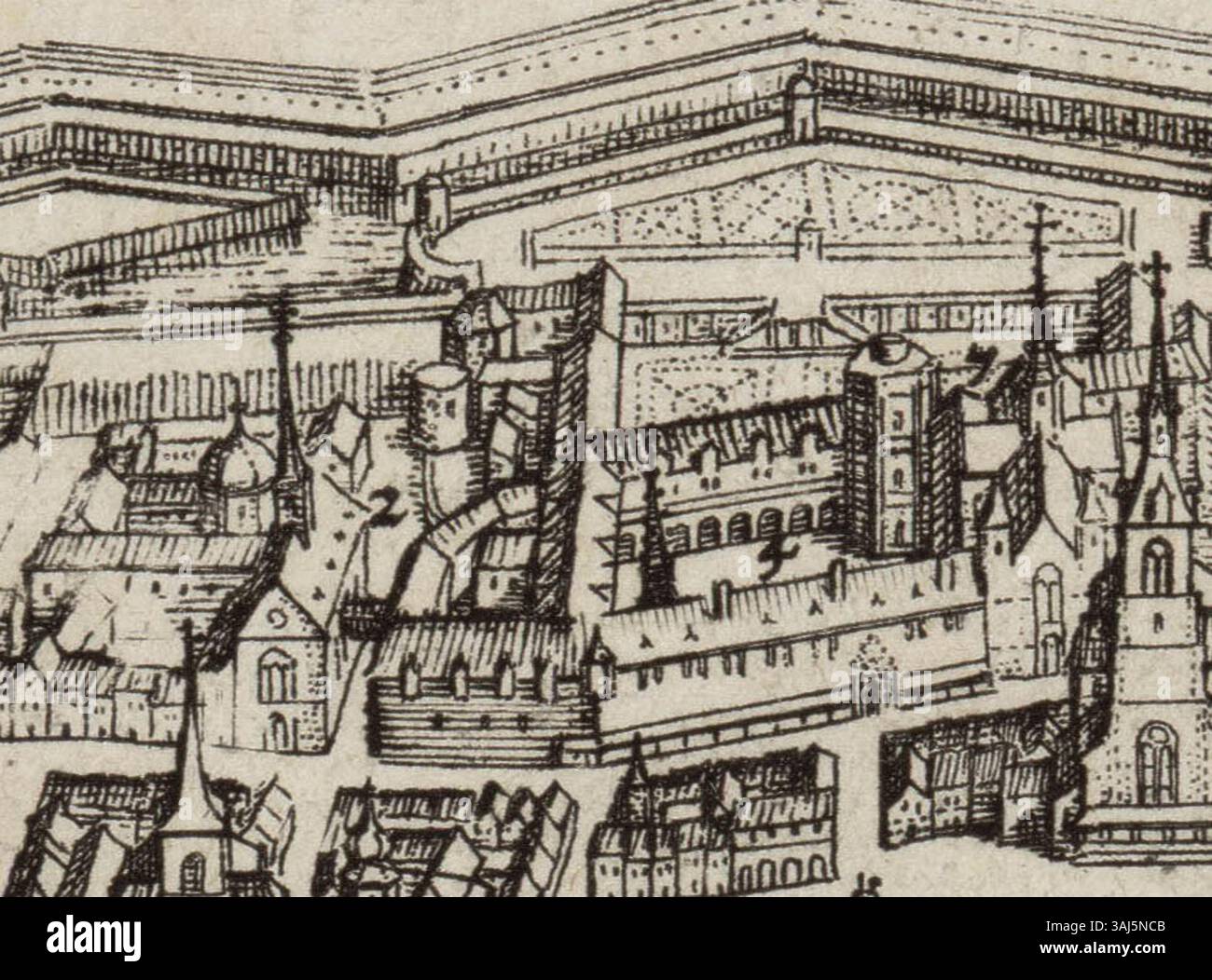 A 17th-century city plan of Nancy, showing the city layout and ...