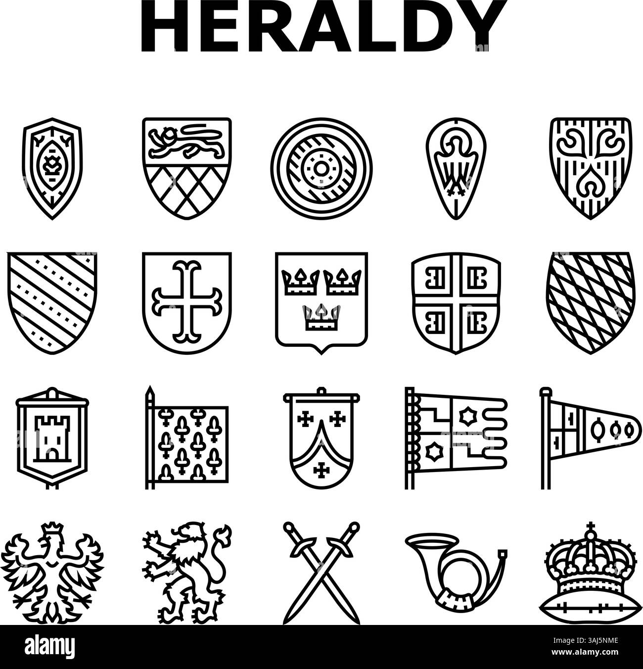 medieval heraldry shield icons set vector Stock Vector Image & Art - Alamy