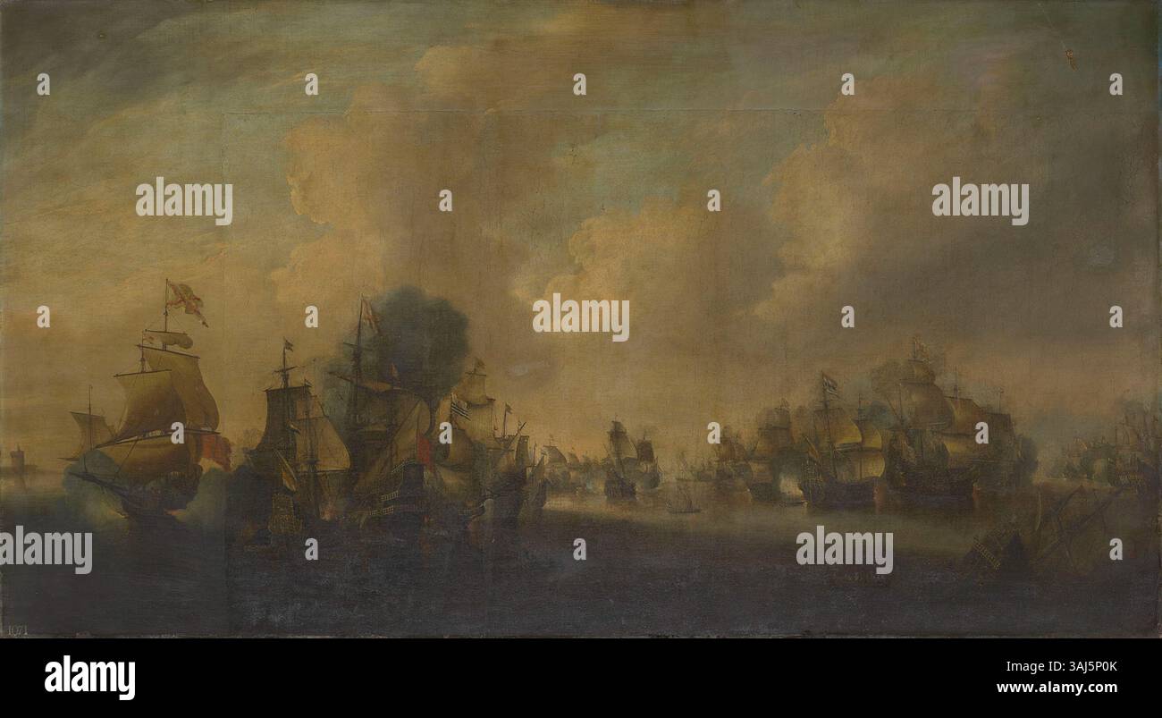 This 17th-century painting portrays the naval Battle of the Downs ...