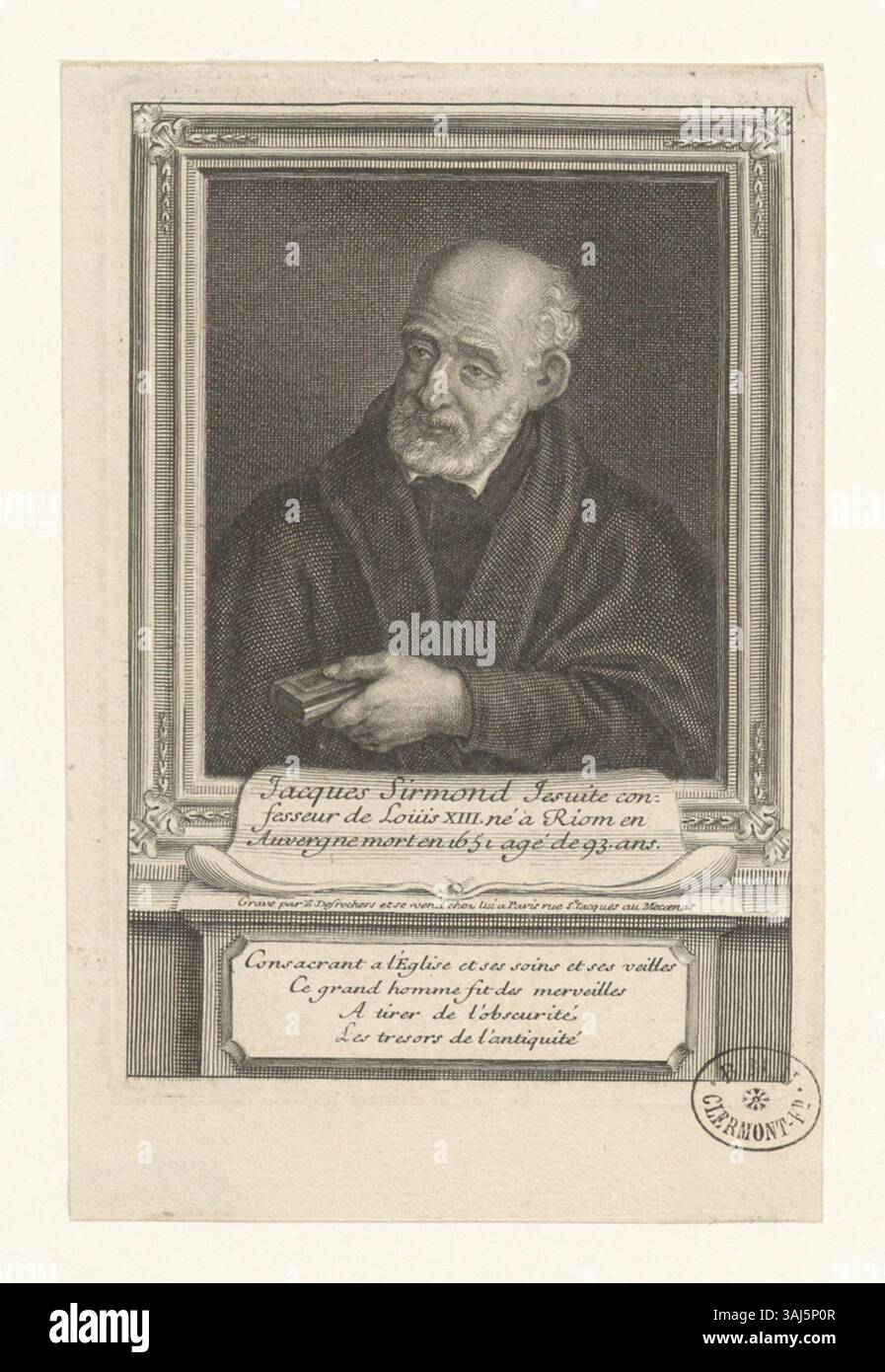 This intaglio print depicts Jacques Sirmond, the Jesuit confessor to ...