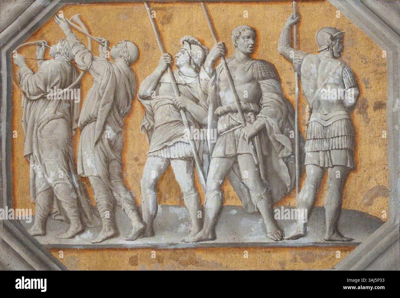 This painting, created between 1600 and 1699, depicts five Roman ...