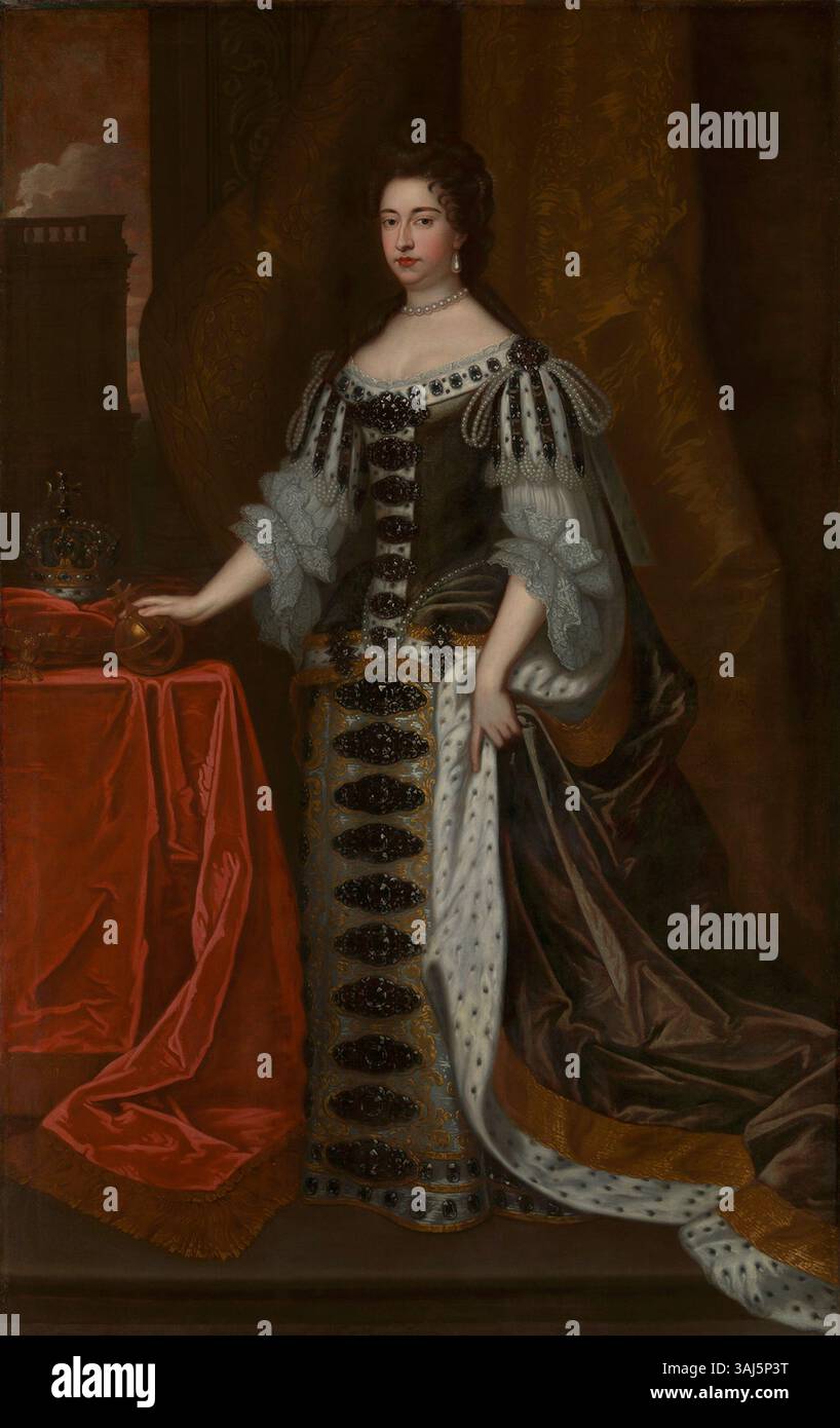 This painting after Sir Godfrey Kneller depicts Mary II of England ...