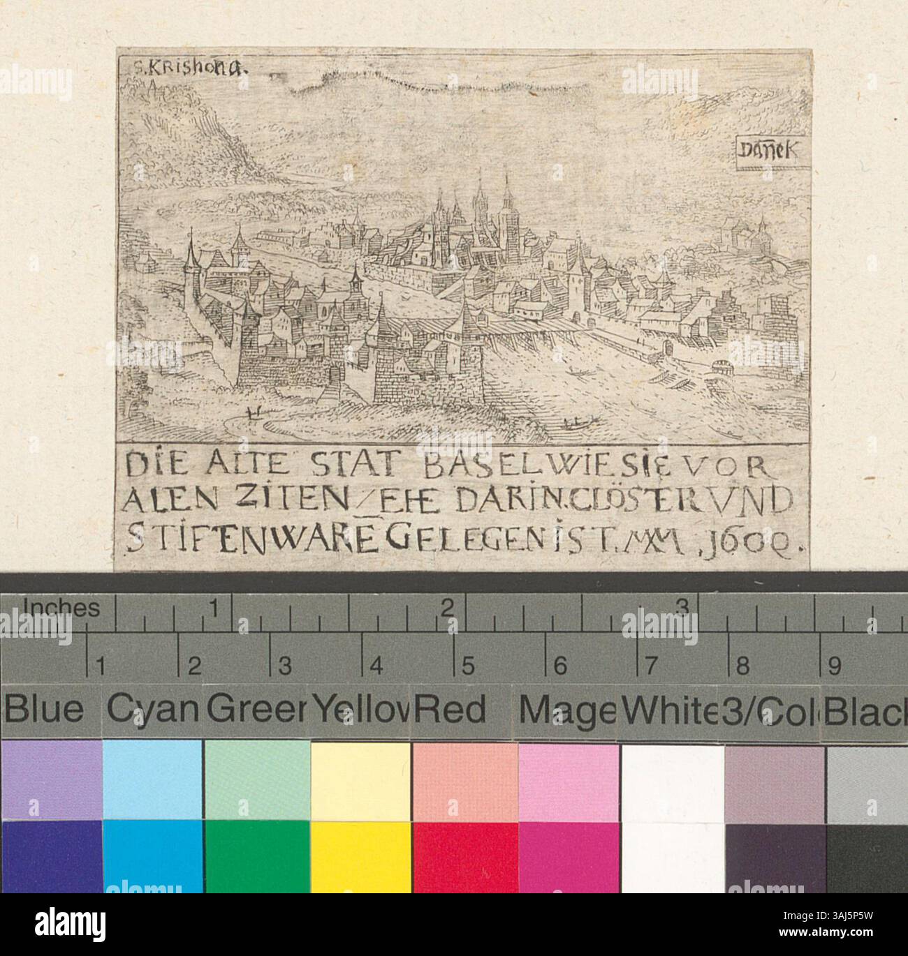 A 1609 etching by Matthäus Merian showing the city of Basel as it ...