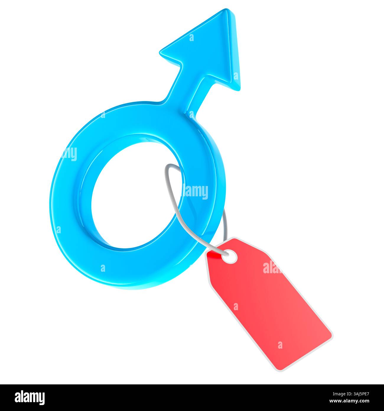 Male Gender Symbol with Red Sale Tag, 3D rendering isolated on white ...